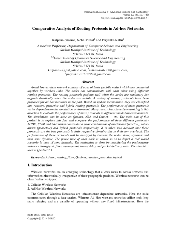 Pdf Comparative Analysis Of Routing Protocols In Ad Hoc Networks Priyanka Rathi