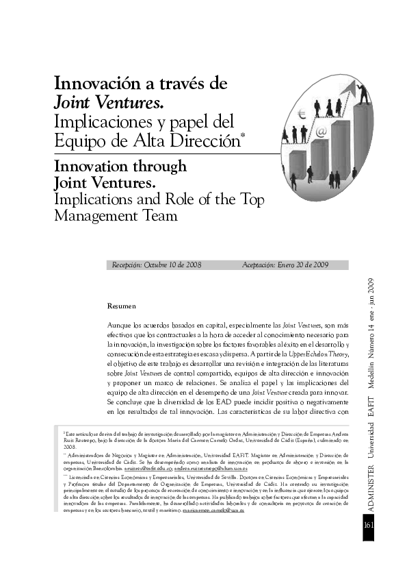 (PDF) Innovation through Joint Ventures. Implications and Role of the ...