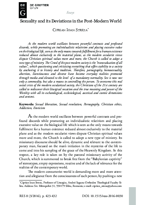 (PDF) Sexuality and its Deviations in the Post-Modern World