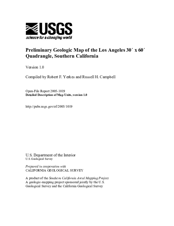 (PDF) Preliminary geologic map of the Los Angeles 30' x 60' quadrangle ...