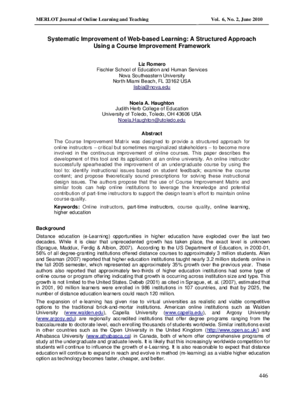 (PDF) Systematic Improvement of Web-based Learning: A Structured ...
