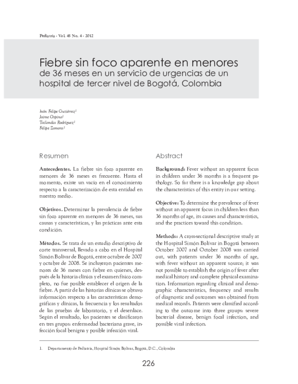 (PDF) Fiebre sin foco aparente en menores de 36 meses en un servicio de ...