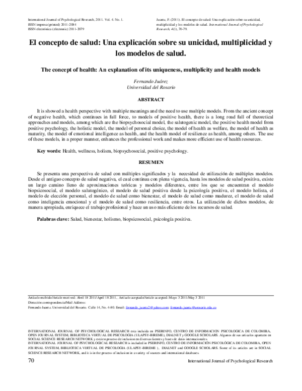 (PDF) The concept of health: an explanation of its uniqueness ...