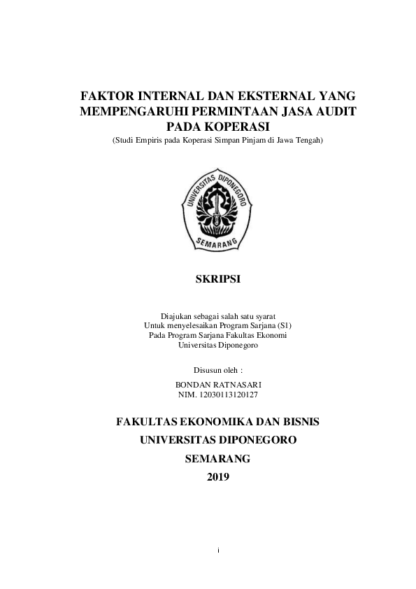 (PDF) FAKTOR INTERNAL DAN EKSTERNAL YANG MEMPENGARUHI PERMINTAAN JASA AUDIT PADA KOPERASI (Studi ...