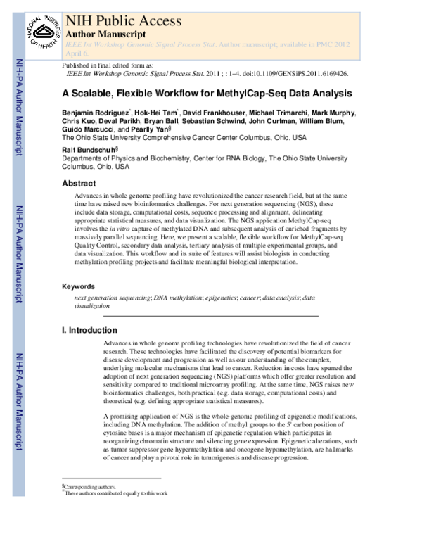 (PDF) A scalable, flexible workflow for MethylCap-seq data analysis