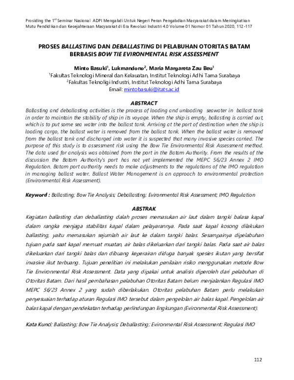 (PDF) Proses Ballasting Dan Deballasting DI Pelabuhan Otoritas Batam ...