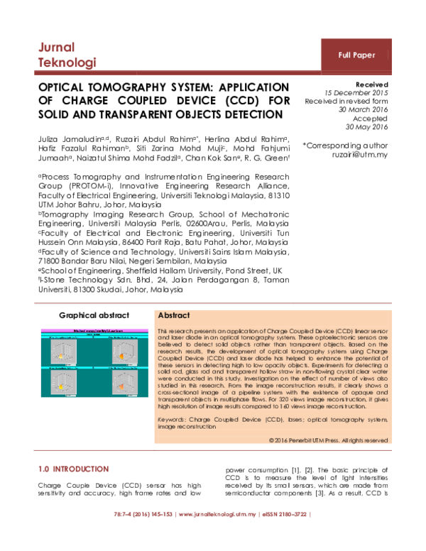 (PDF) Optical Tomography System: Application of Charge Coupled Device ...