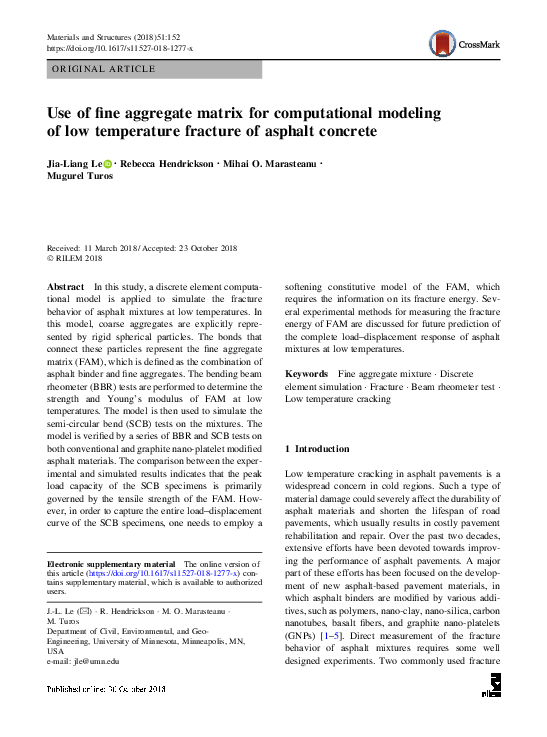 (PDF) Use of fine aggregate matrix for computational modeling of low ...