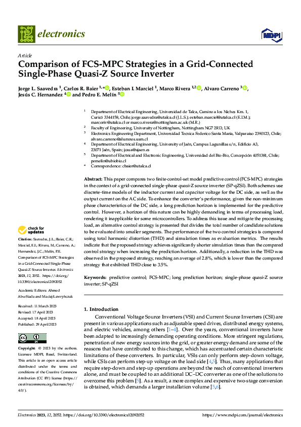 (PDF) Comparison of FCS-MPC Strategies in a Grid-Connected Single-Phase Quasi-Z Source Inverter