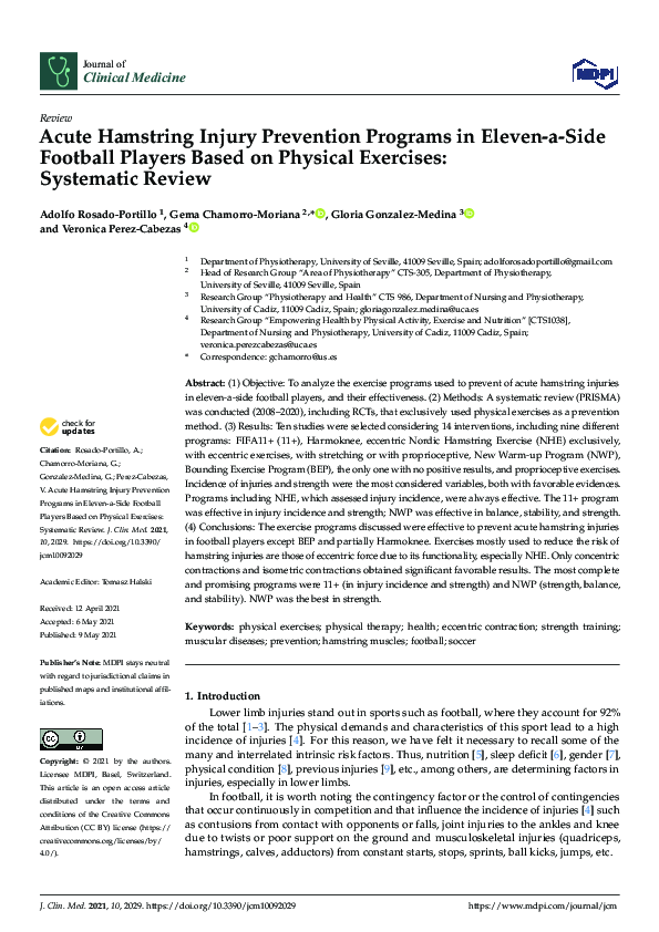 (PDF) Acute Hamstring Injury Prevention Programs in Eleven-a-Side ...