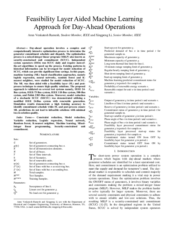 (PDF) Feasibility Layer Aided Machine Learning Approach for Day-Ahead ...