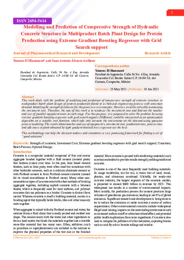 (PDF) Modelling and Prediction of Compressive Strength of Hydraulic ...