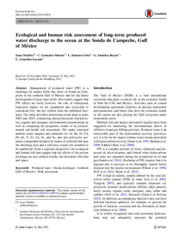 (PDF) Ecological and human risk assessment of long-term produced water ...