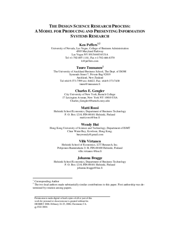 (PDF) The design science research process: A model for producing and ...