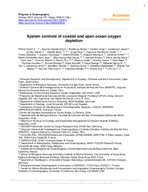 (PDF) System controls of coastal and open ocean oxygen depletion