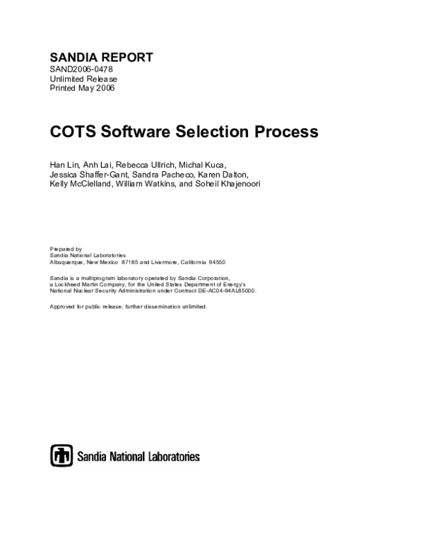 (PDF) COTS Software Selection Process