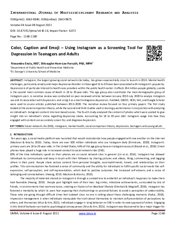 (PDF) Color, Caption and Emoji – Using Instagram as a Screening Tool ...