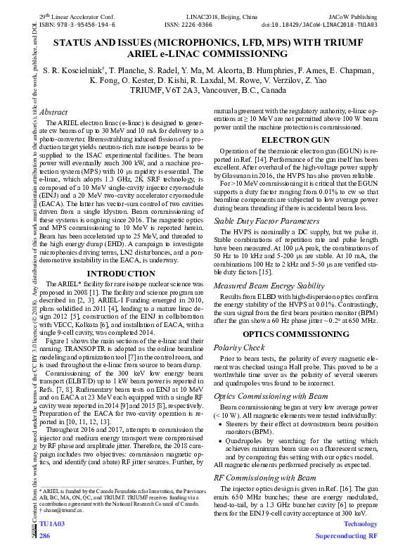 Pdf Status And Issues Microphonics Lfd Mps With Triumf Ariel E Linac Commissioning