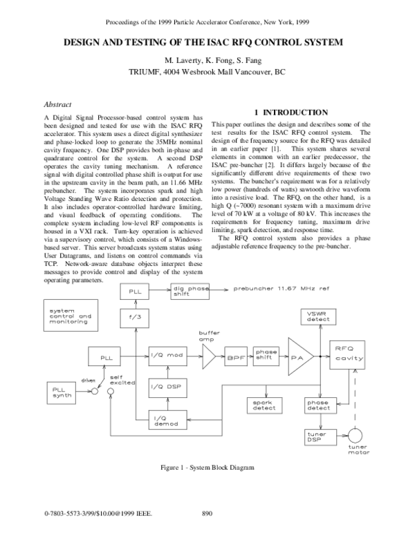 Pdf Design And Testing Of The Isac Rfq Control System