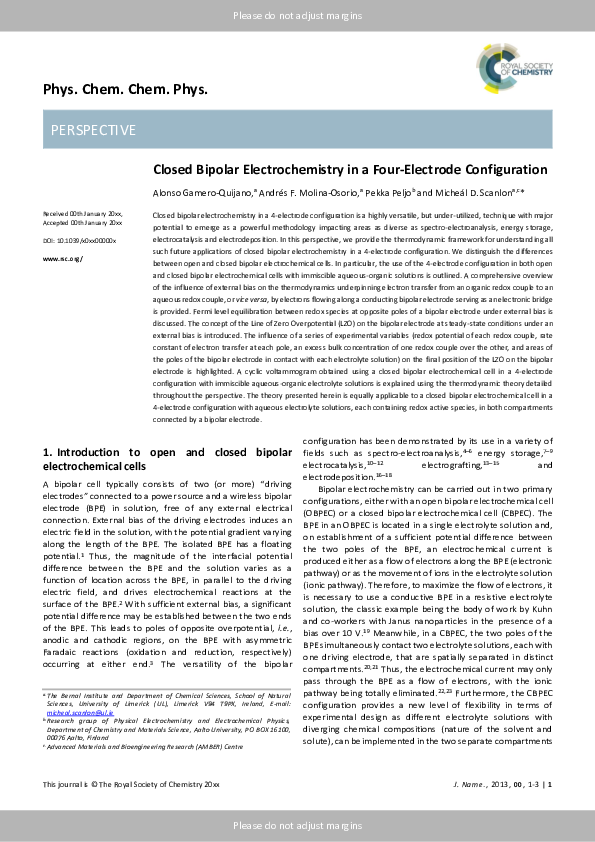 (PDF) Closed bipolar electrochemistry in a four-electrode configuration