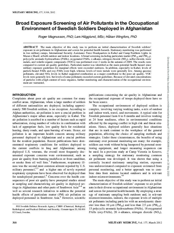 (PDF) Broad Exposure Screening of Air Pollutants in the Occupational ...
