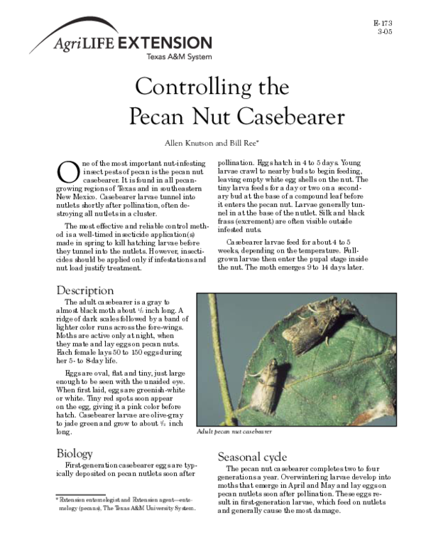 (PDF) Controlling the pecan nut casebearer