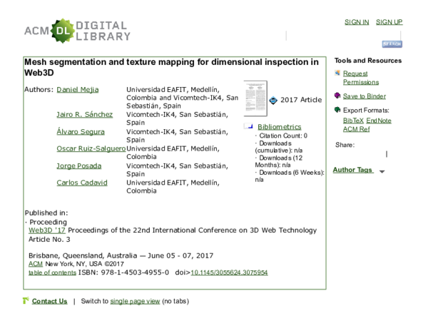 (PDF) Mesh segmentation and texture mapping for dimensional inspection in Web3D