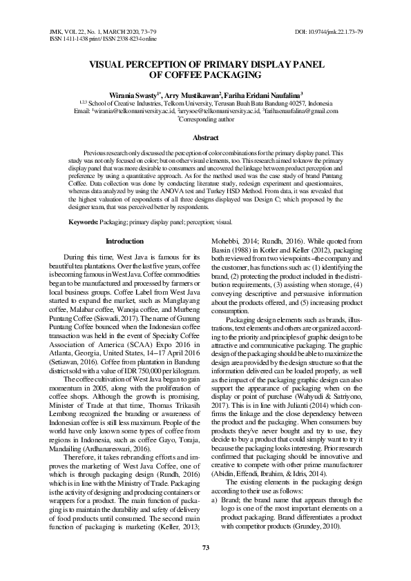 (PDF) Visual Perception of Primary Display Panel of Coffee Packaging