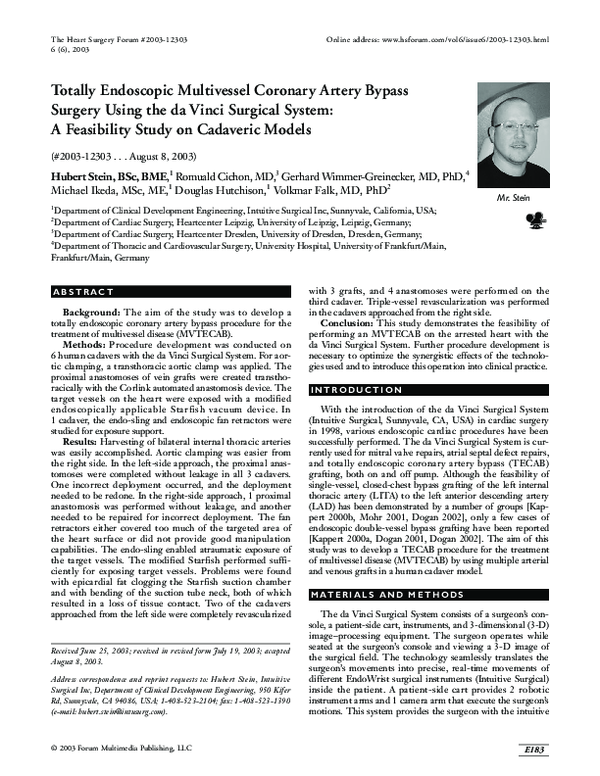 (PDF) Totally Endoscopic Multivessel Coronary Artery Bypass Surgery ...