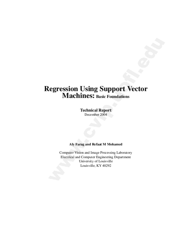 Pdf Regression Using Support Vector Machines Basic Foundations