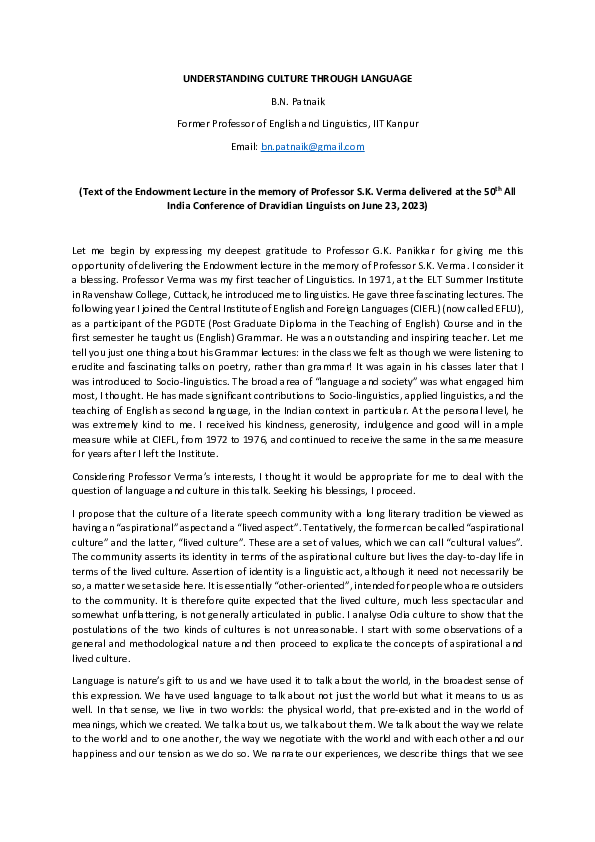 (PDF) UNDERSTANDING CULTURE THROUGH LANGUAGE