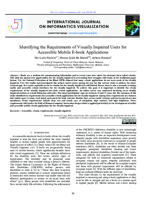 (PDF) Identifying the Requirements of Visually Impaired Users for Accessible Mobile E-book ...