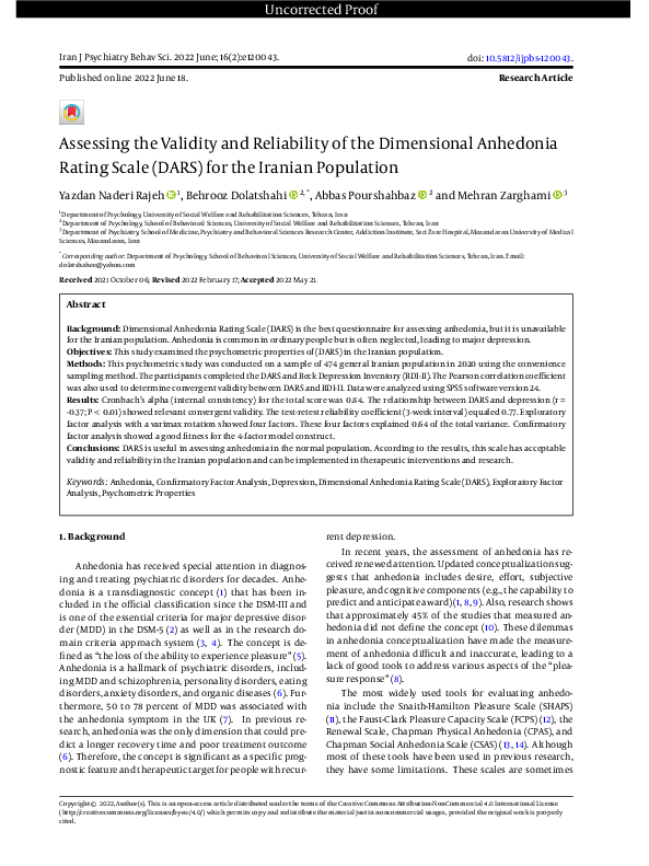(PDF) Assessing the Validity and Reliability of the Dimensional ...