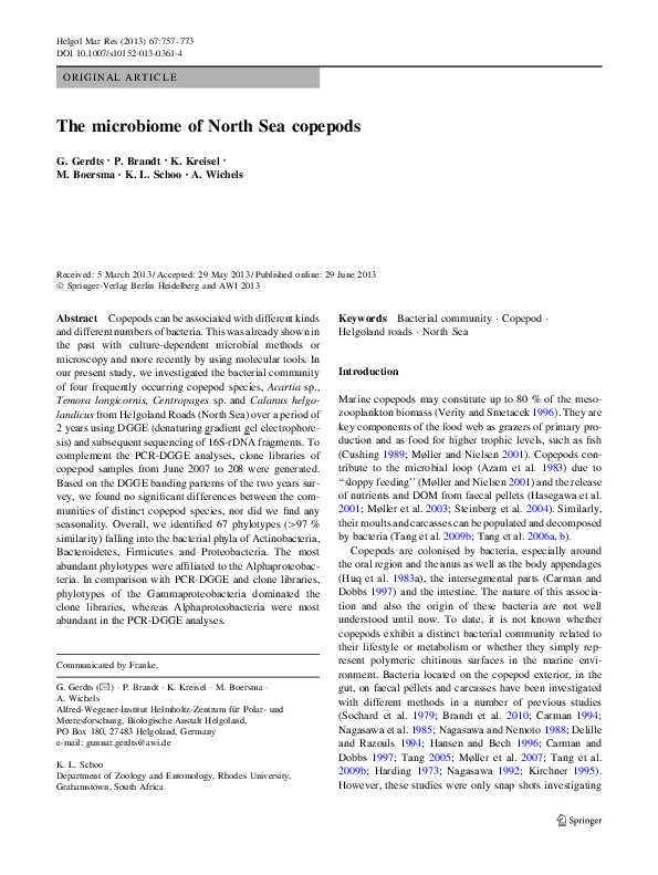 (PDF) The microbiome of North Sea copepods