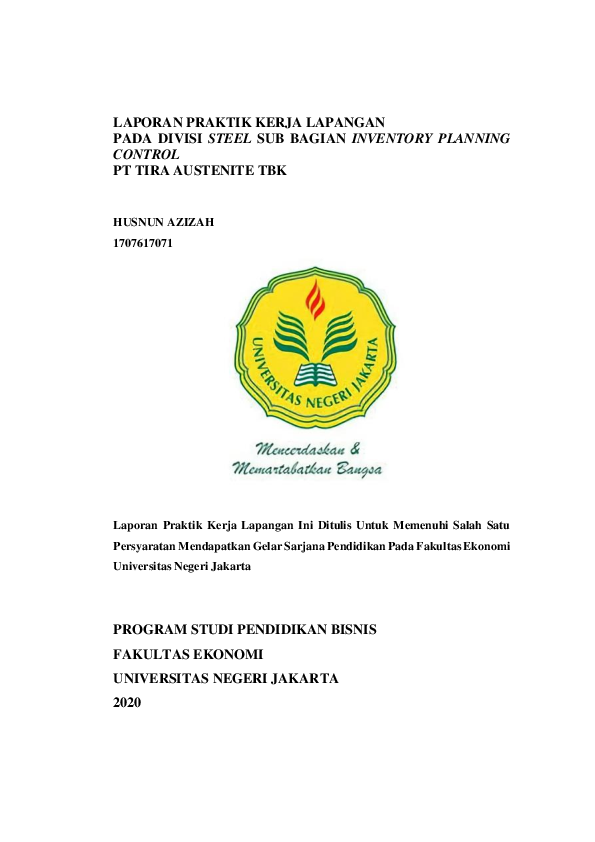 (PDF) Laporan Praktik Kerja Lapangan Pada Divisi Steel Sub Bagian Inventory Planning Control PT ...