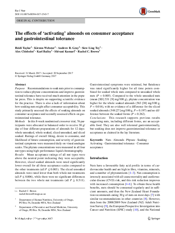 (PDF) The effects of 'activating' almonds on consumer acceptance and ...