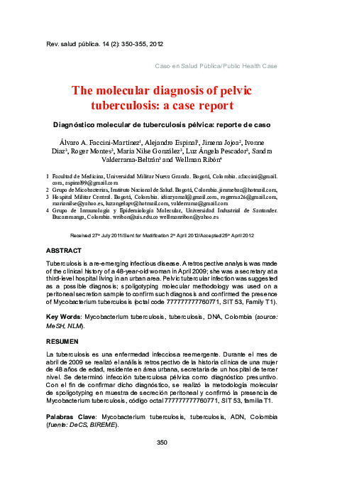 (PDF) The molecular diagnosis of pelvic tuberculosis: a case report