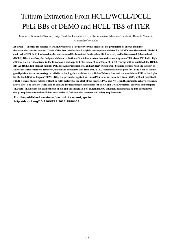 (PDF) Tritium Extraction From HCLL/WCLL/DCLL PbLi BBs of DEMO and HCLL ...