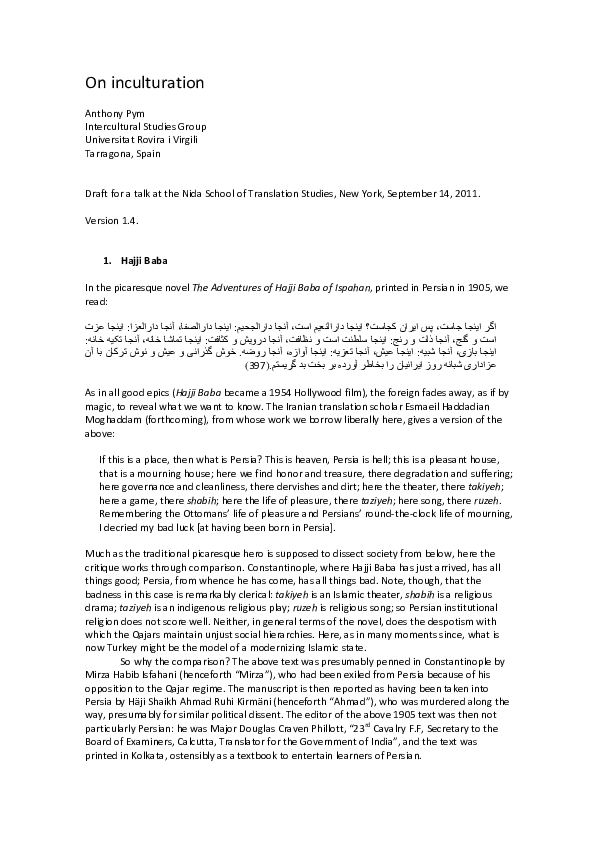 (PDF) On inculturation