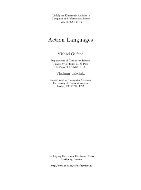 (PDF) Action languages