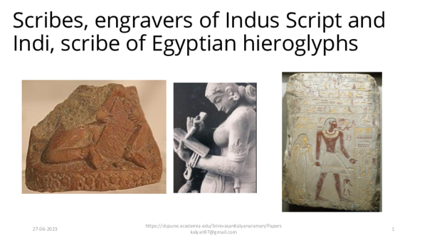 (PDF) Scribes, engravers of Indus Script and Indi scribe of Egyptian ...