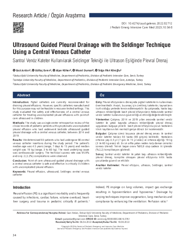 (PDF) Ultrasound Guided Pleural Drainage with the Seldinger Technique ...