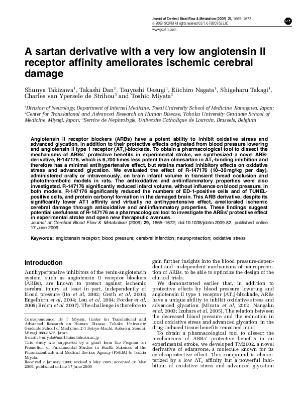 (PDF) A Sartan Derivative with a Very Low Angiotensin II Receptor ...