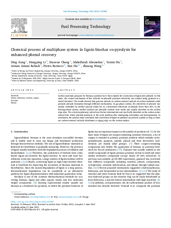 (PDF) Chemical process of multiphase system in lignin-biochar co ...
