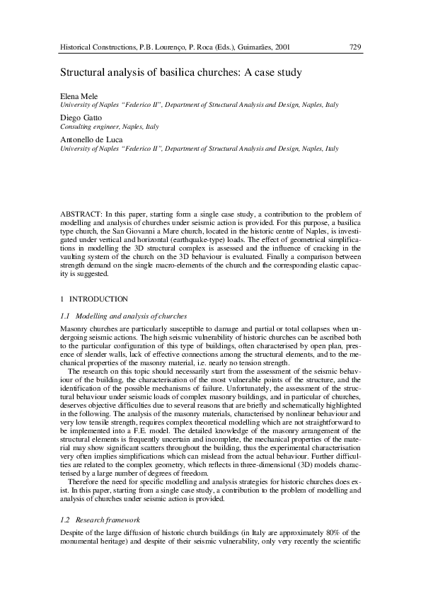 (PDF) Structural analysis of basilica churches: A case study