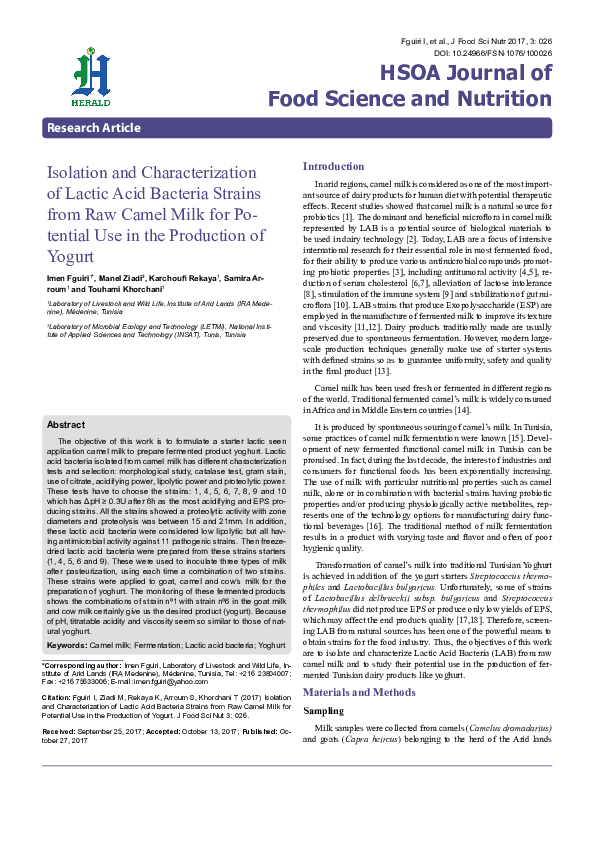 Pdf Isolation And Characterization Of Lactic Acid Bacteria Strains