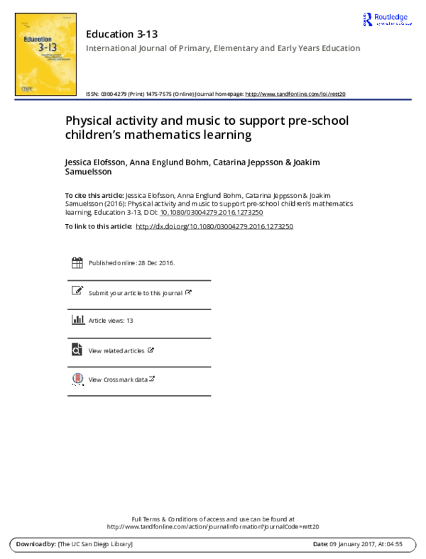 (PDF) Physical activity and music to support pre-school children’s ...