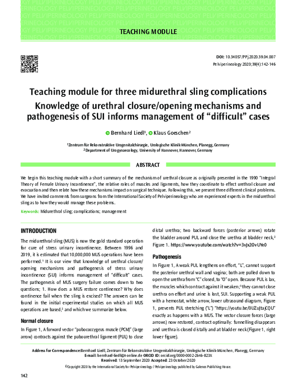 (PDF) Teaching module for three midurethral sling complications ...