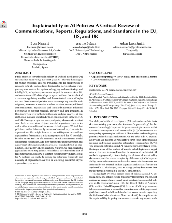 (PDF) Explainability in AI Policies: A Critical Review of ...