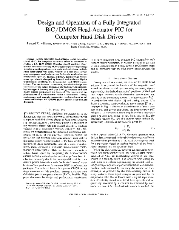 (PDF) Design and operation of a fully integrated BiC/DMOS head-actuator ...
